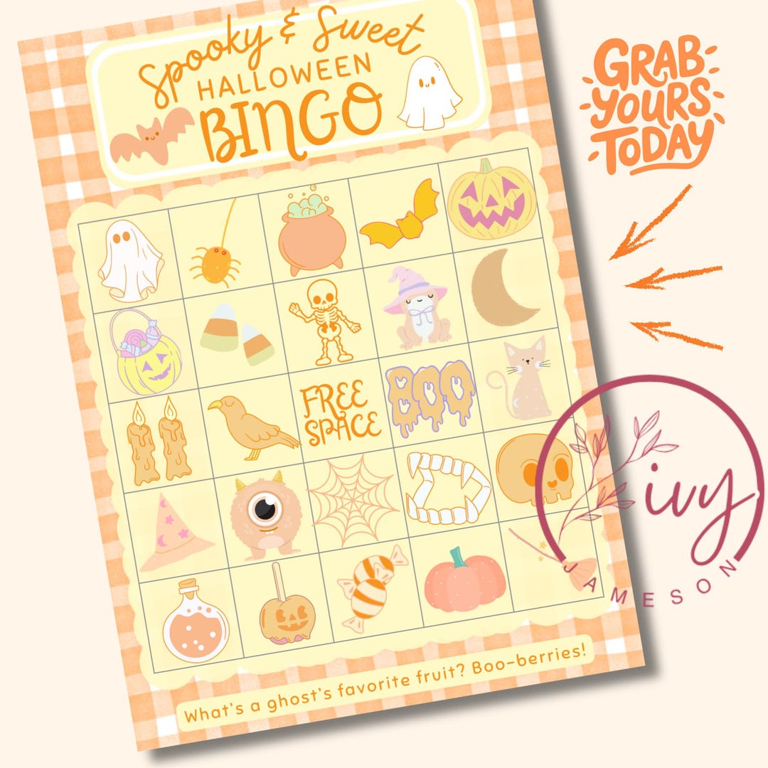Pastel Halloween Bingo for Kids | Printable Cute Halloween Game | 24 ...