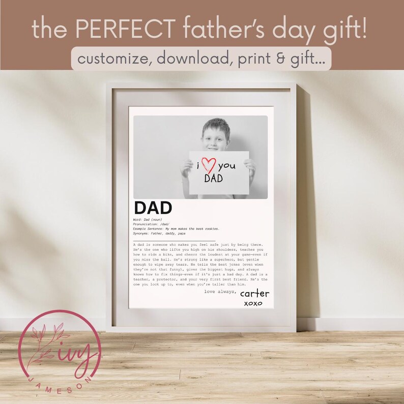 DAD Definition Printable | Father's Day Gift From Child | Instant ...