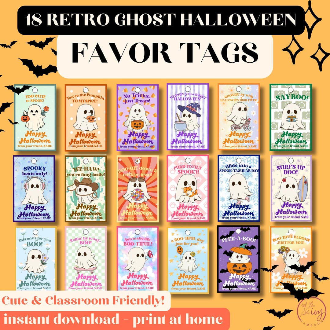 EDITABLE Ghost Halloween Gift Tags, Classroom Trick or Treat Favor Tag ...