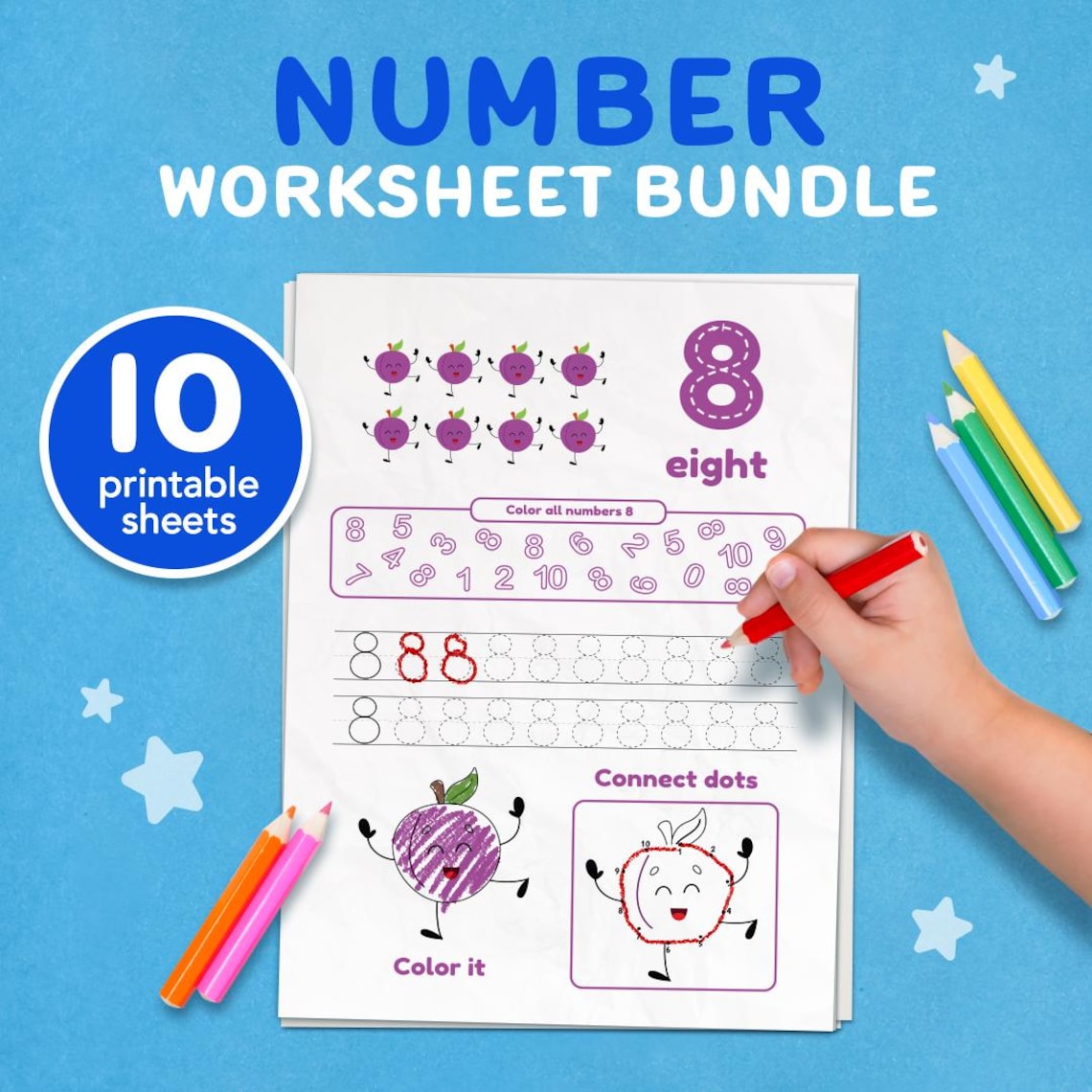Number Learning Worksheets for Kids: Tracing, Find-it, Coloring ...