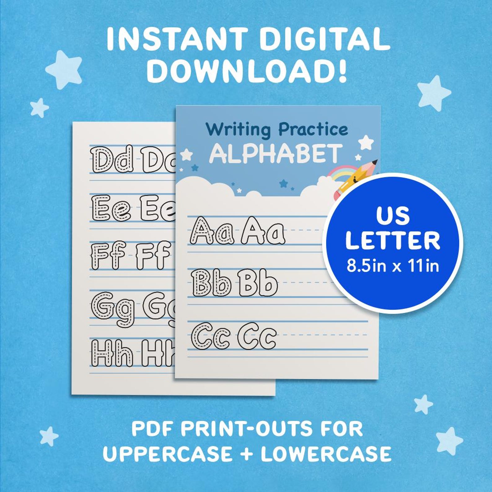 Alphabet Tracing Worksheets: ABC Letter Practice (digital PDF Download ...
