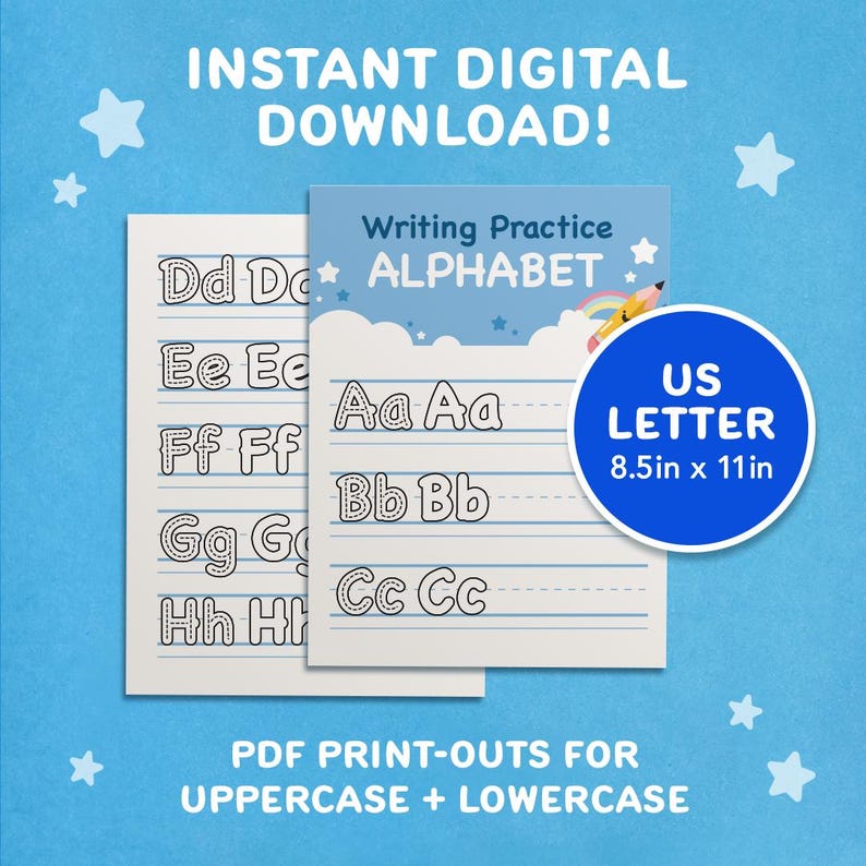 Alphabet Tracing Worksheets: ABC Letter Practice (digital PDF Download ...