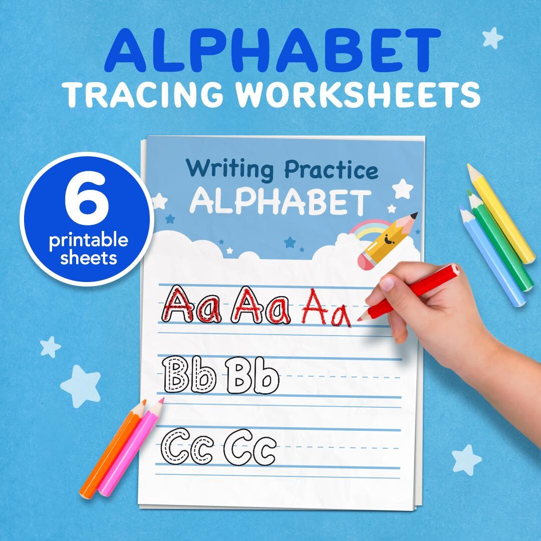 Printable Alphabet Tracing Worksheets for Preschool & Kindergarten, ABC ...