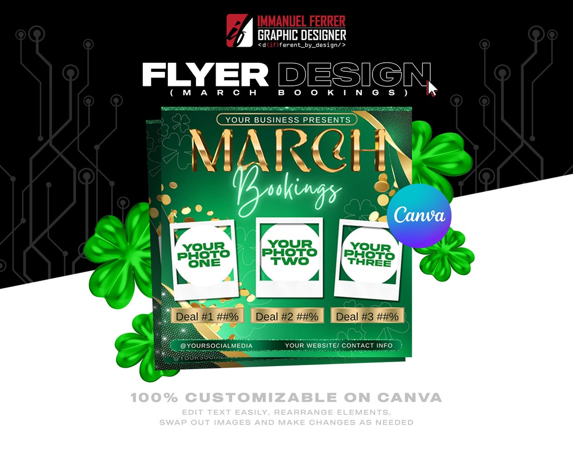 March Bookings Flyer, Instagram Template, Canva Instagram Post Template ...