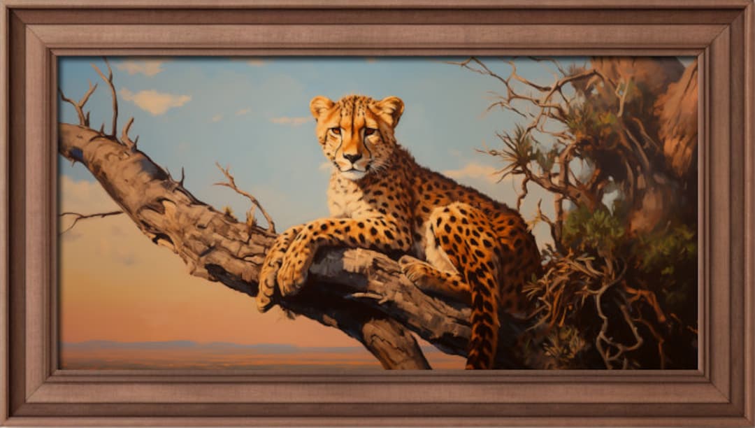 Cheetah Oil Painting Digital Wall Art - Jungle Animal - Nature Digital ...