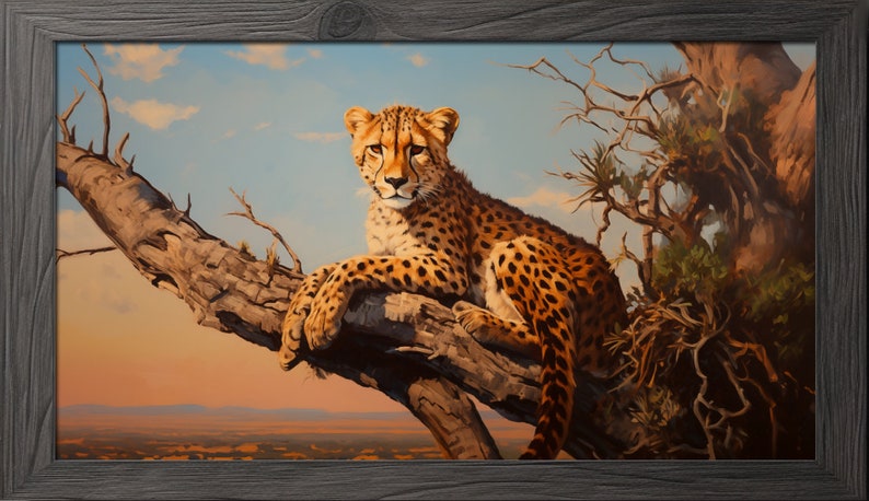 Cheetah Oil Painting Digital Wall Art - Jungle Animal - Nature Digital ...