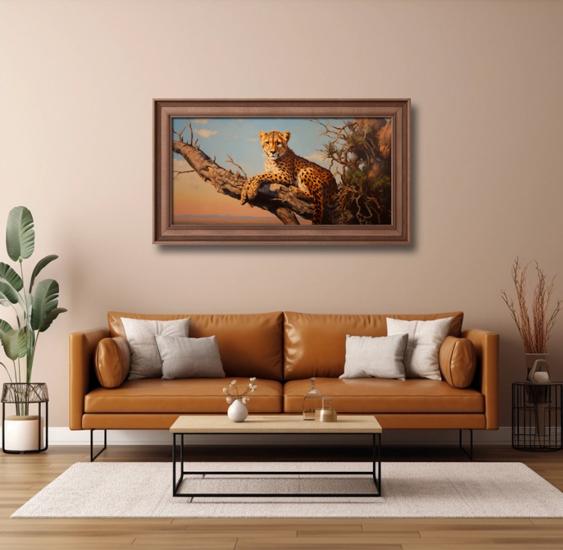 Cheetah Oil Painting Digital Wall Art - Jungle Animal - Nature Digital ...