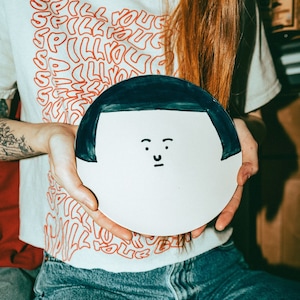 Hand Painted Ceramic Pottery | Big Face Plate | Handmade Cute Aesthetic ...