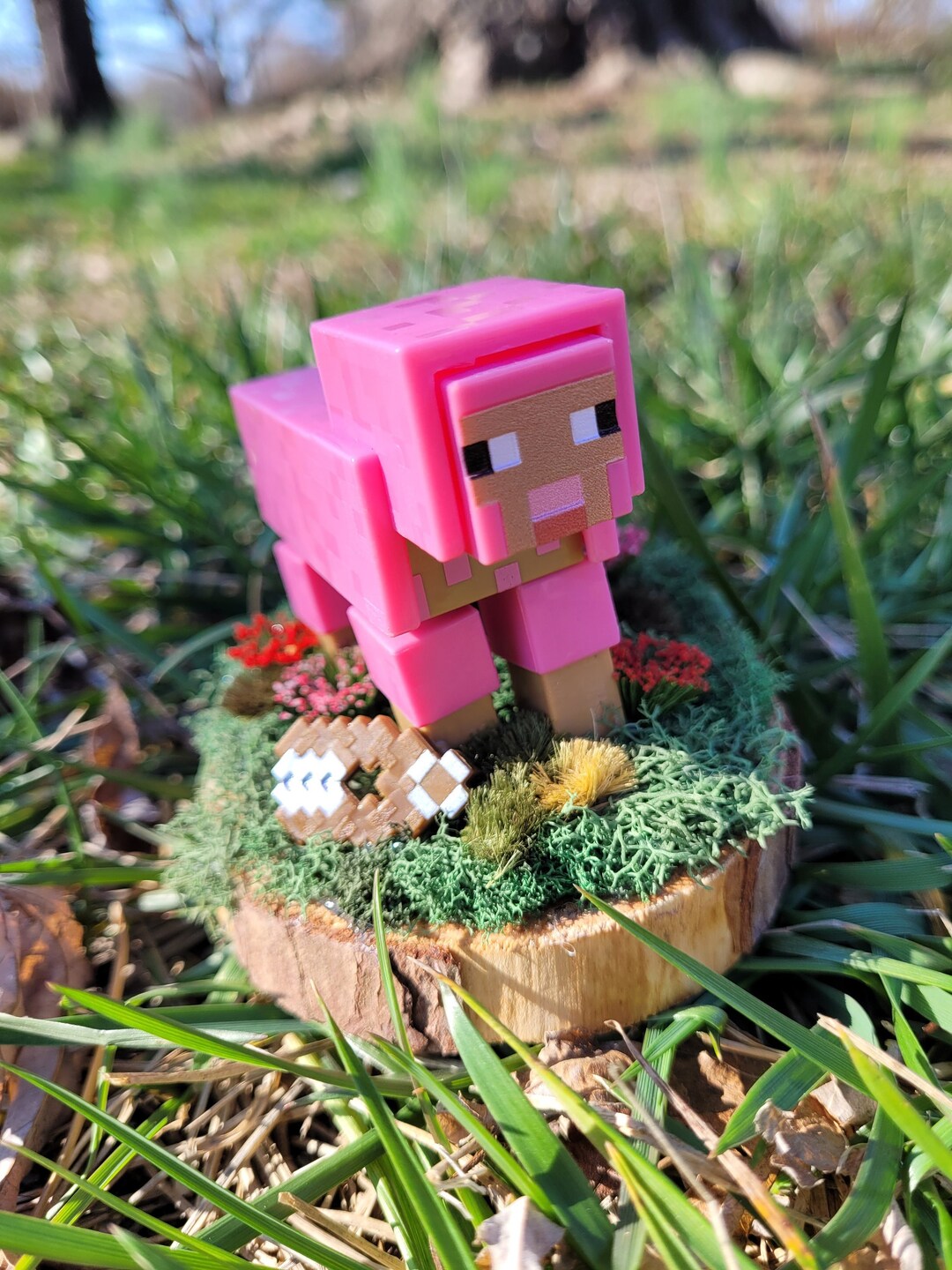 Pink Sheep Display / Minecraft Diorama / Nerd Terrarium or Nature Scene ...