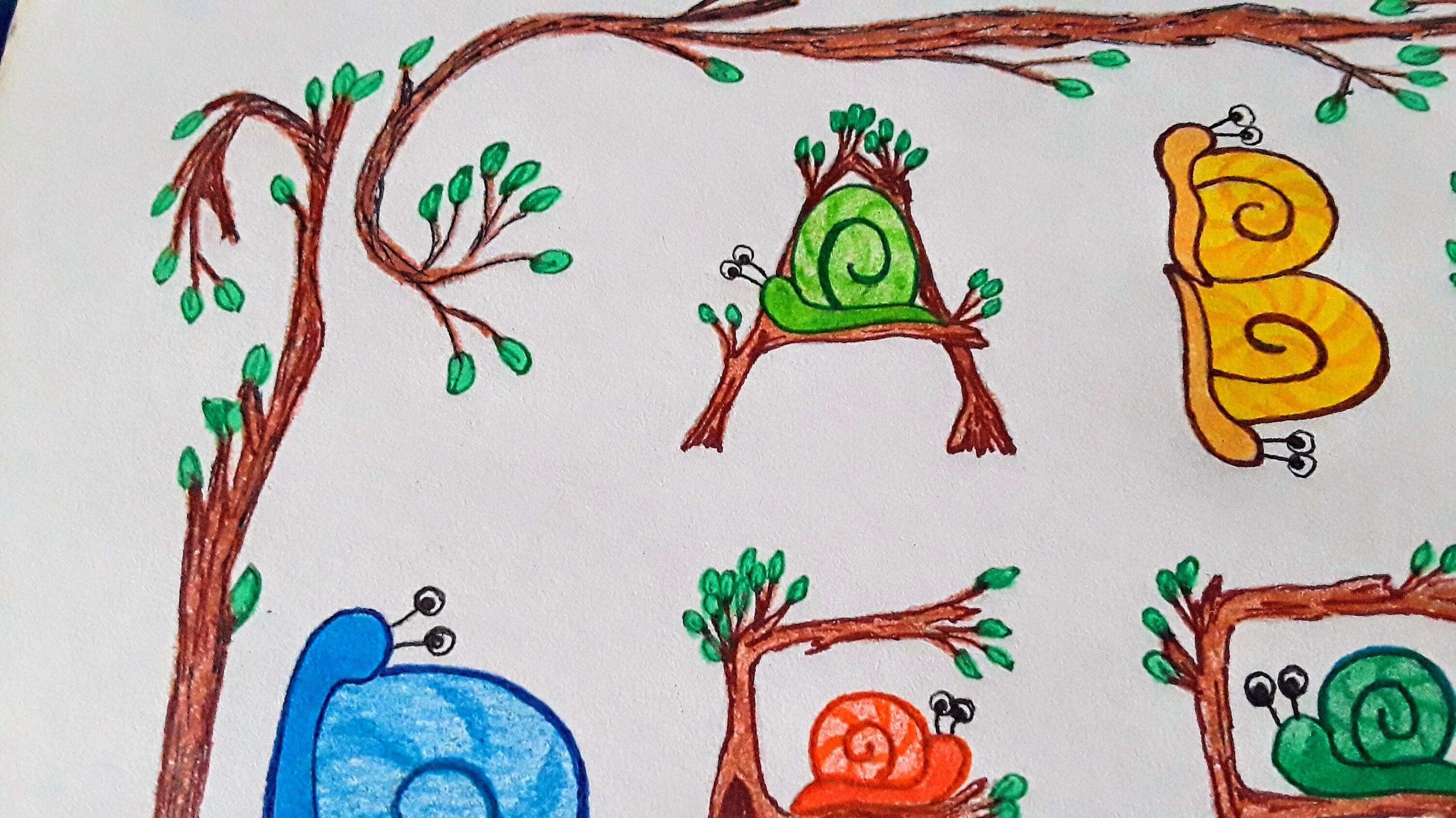 Snail Print Nursery Alphabet Wall Art; Colorful Bright Fun Cartoon ...