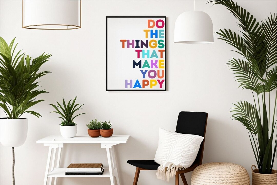 Happy Quote Poster - Etsy