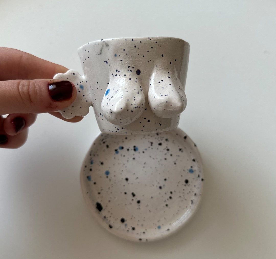 Handmade Boobs Cups, Pottery Boobs Cups With Motto, Ceramic Color Tits ...
