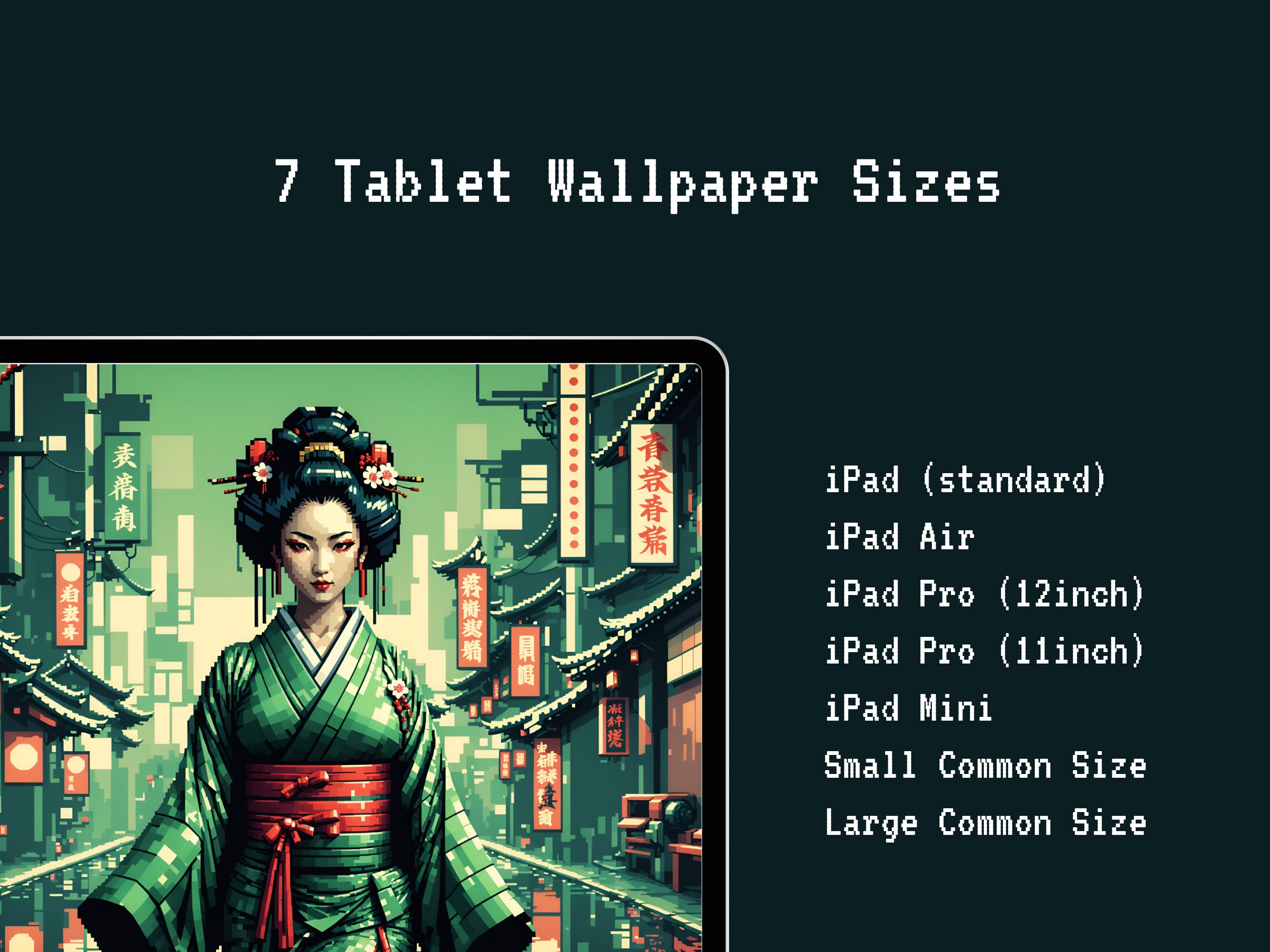 Pixel Art Japanese Geisha Wallpaper Background Neo-ukiyo-e - Etsy
