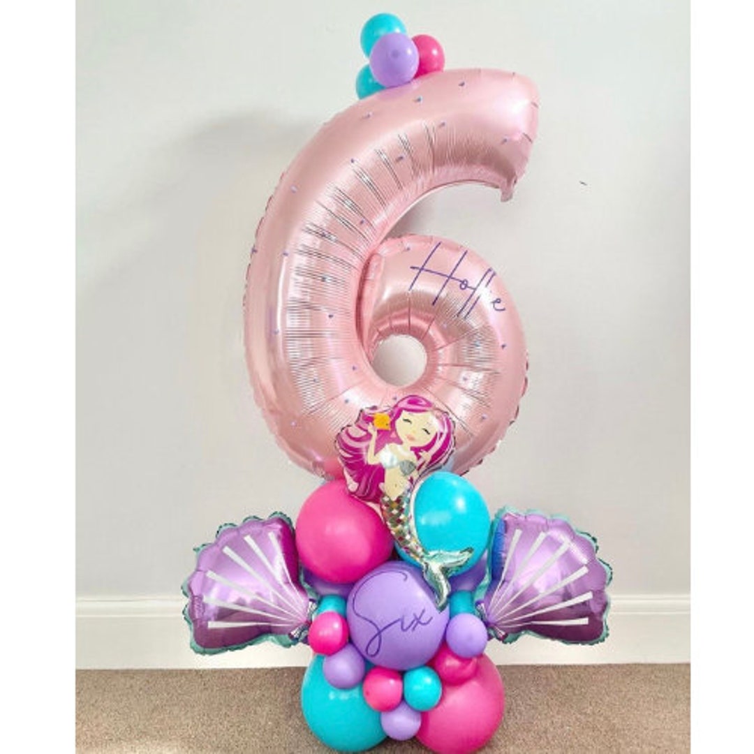 DIY Mermaid Birthday Balloon Stack: Personalized Number, Shells - Etsy