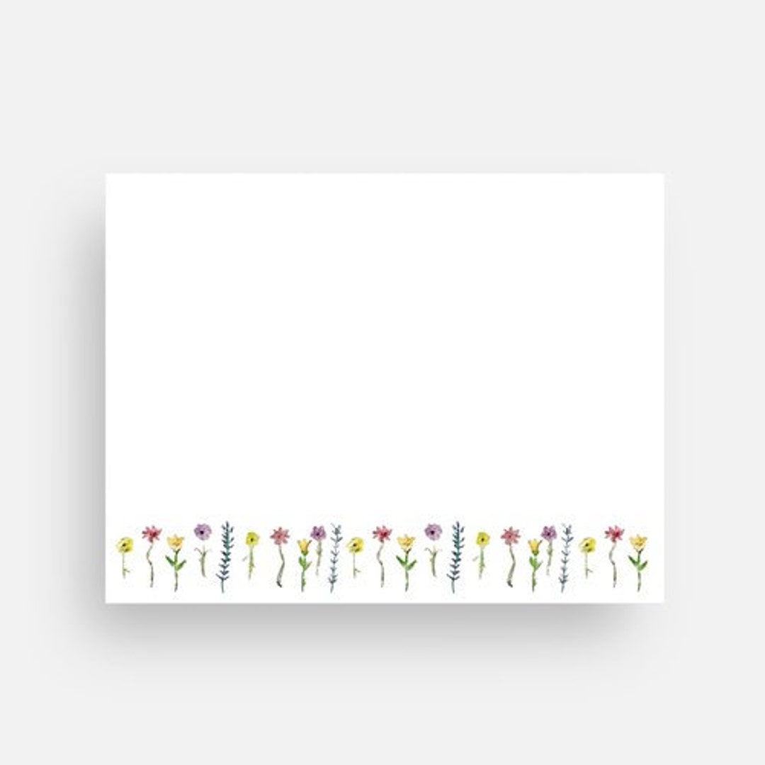 Hand-drawn Flower Note Cards Set of 5 Flat Cards Just Perfect to Send a ...