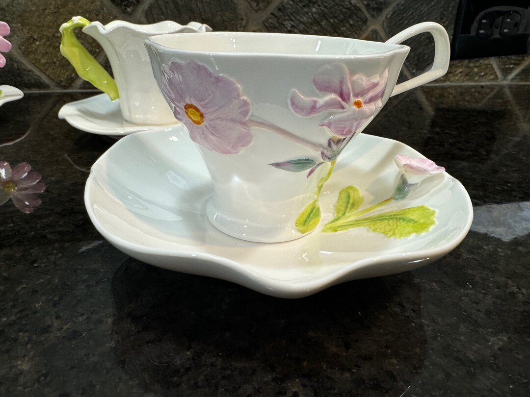 12 Piece Fleur Bone China Set With 3D Flowers From Japan A Whimsical ...