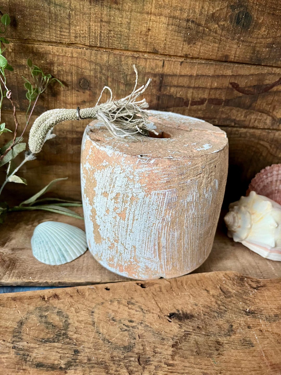 Olde Crab Pot Float With Rope - Beach Find - Weathered Float - Peeling ...