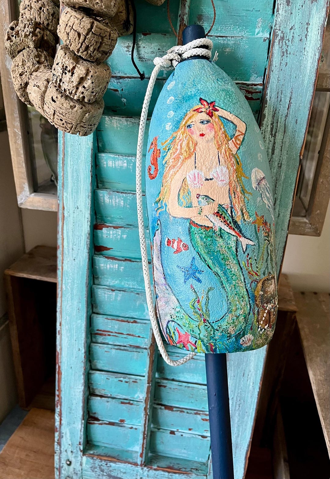 Lobster Float With Hand Painted Mermaid and Sea Life - Old Fisherman’s ...