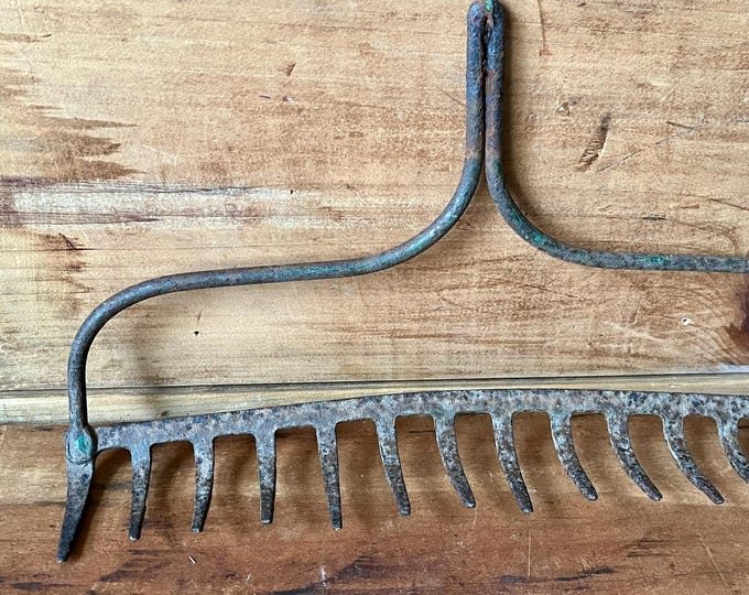 Olde Rake Head - Vintage Rusty Patina Rake -primitive Rake - Garden ...