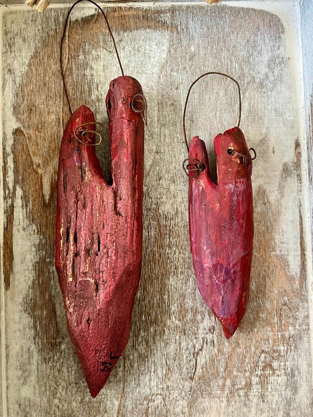 Driftwood Hearts Set of Two Carved Fat Hearts Beach Found Driftwood ...