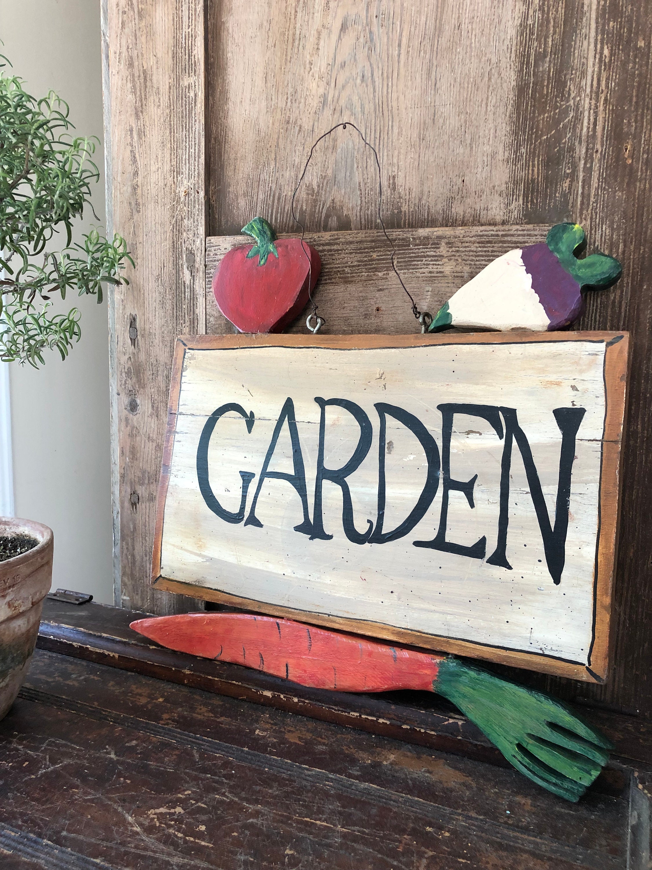 Vintage Folk Art Style garden Sign Hand Painted - Etsy Singapore