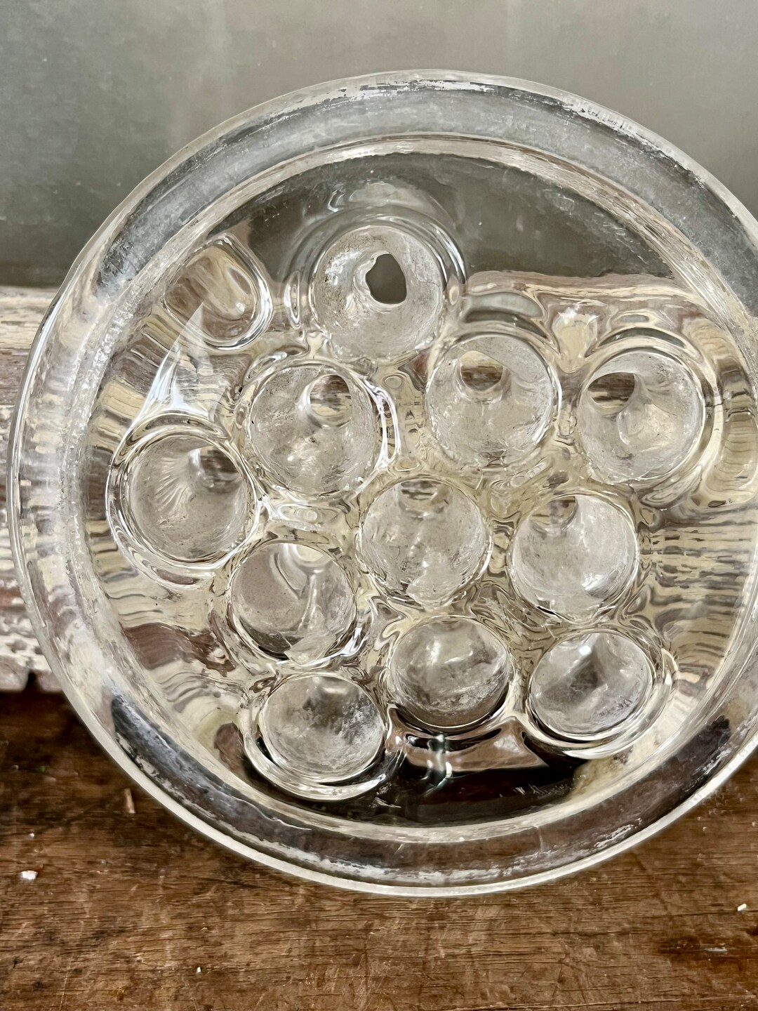 Vintage Glass Flower Frog - Small Glass Flower Holder - Vintage Glass ...