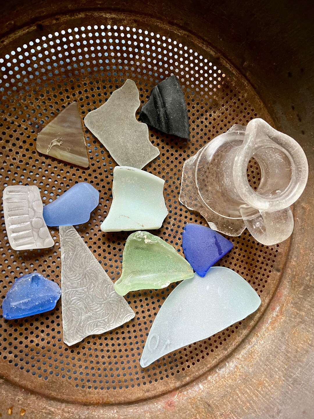 Sea Glass - Surf-tumbled Sea Glass - 12 Assorted Colored Sea Glass ...