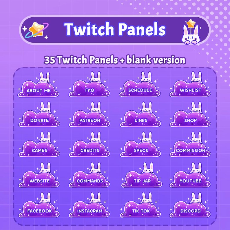 Stream Overlay Package - Starry Bunnies | Cute and Cozy Twitch Overlays ...