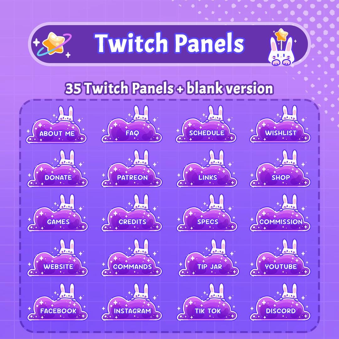 Stream Overlay Package - Starry Bunnies | Cute and Cozy Twitch Overlays ...