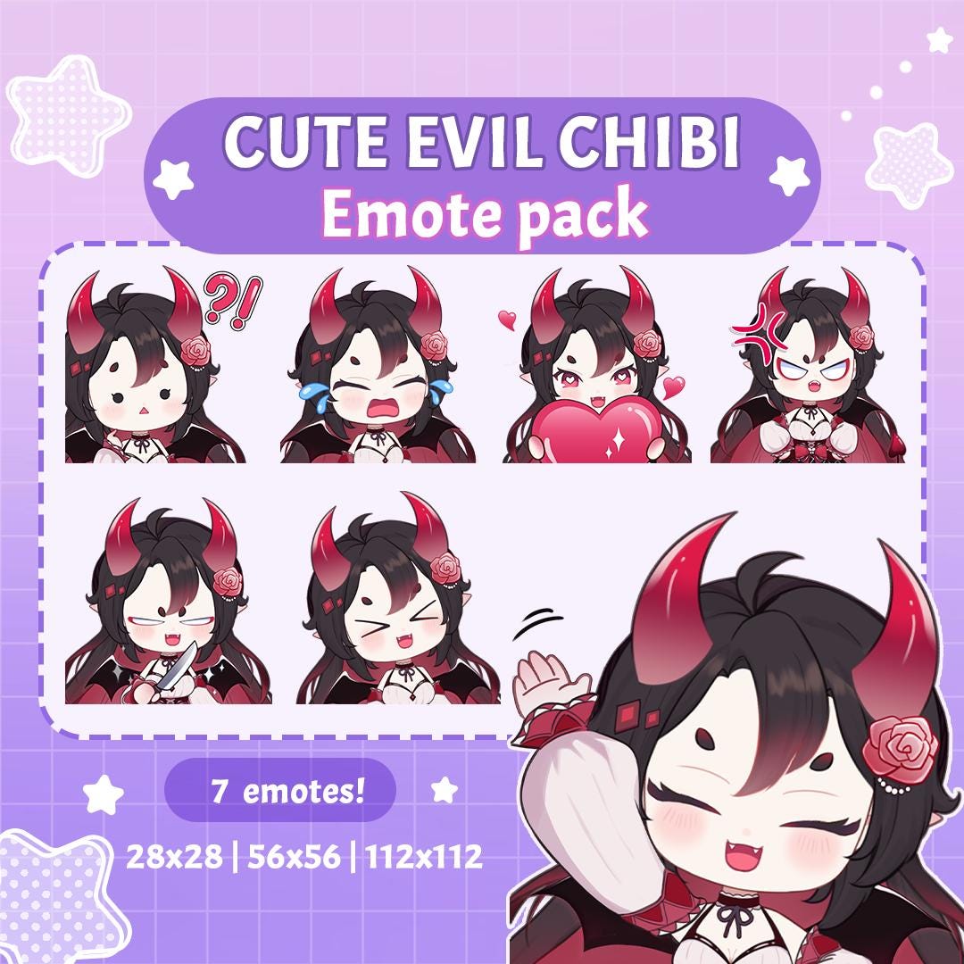 Chibi Emote Pack - Cute Demon Girl Emotes | Emotes for Twitch Discord ...