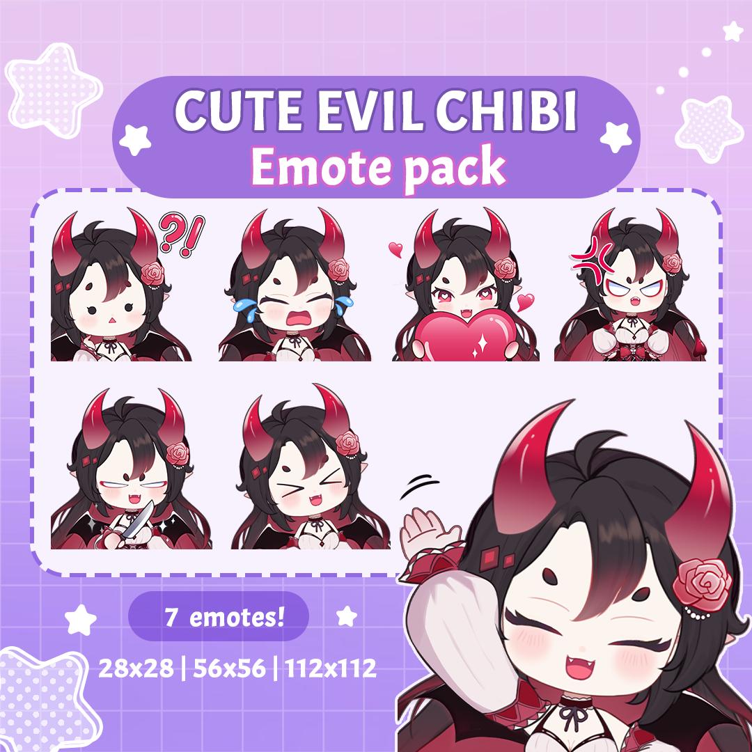 Chibi Emote Pack - Cute Demon Girl Emotes | Emotes for Twitch Discord ...