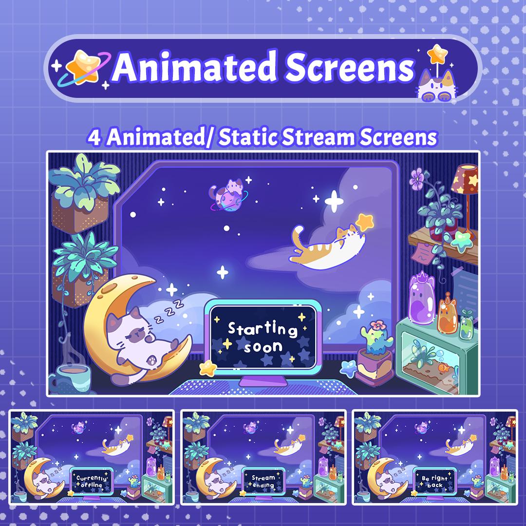Stream Overlay Package - Starry Paws | Cute and Cozy Twitch Overlays ...