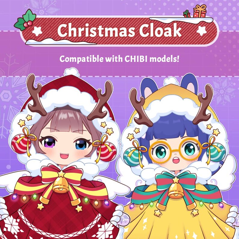 Customizable Live2d Vtuber Asset | Rigged Christmas Cloak | Vtuber Outfit Asset for Chibi Model ...