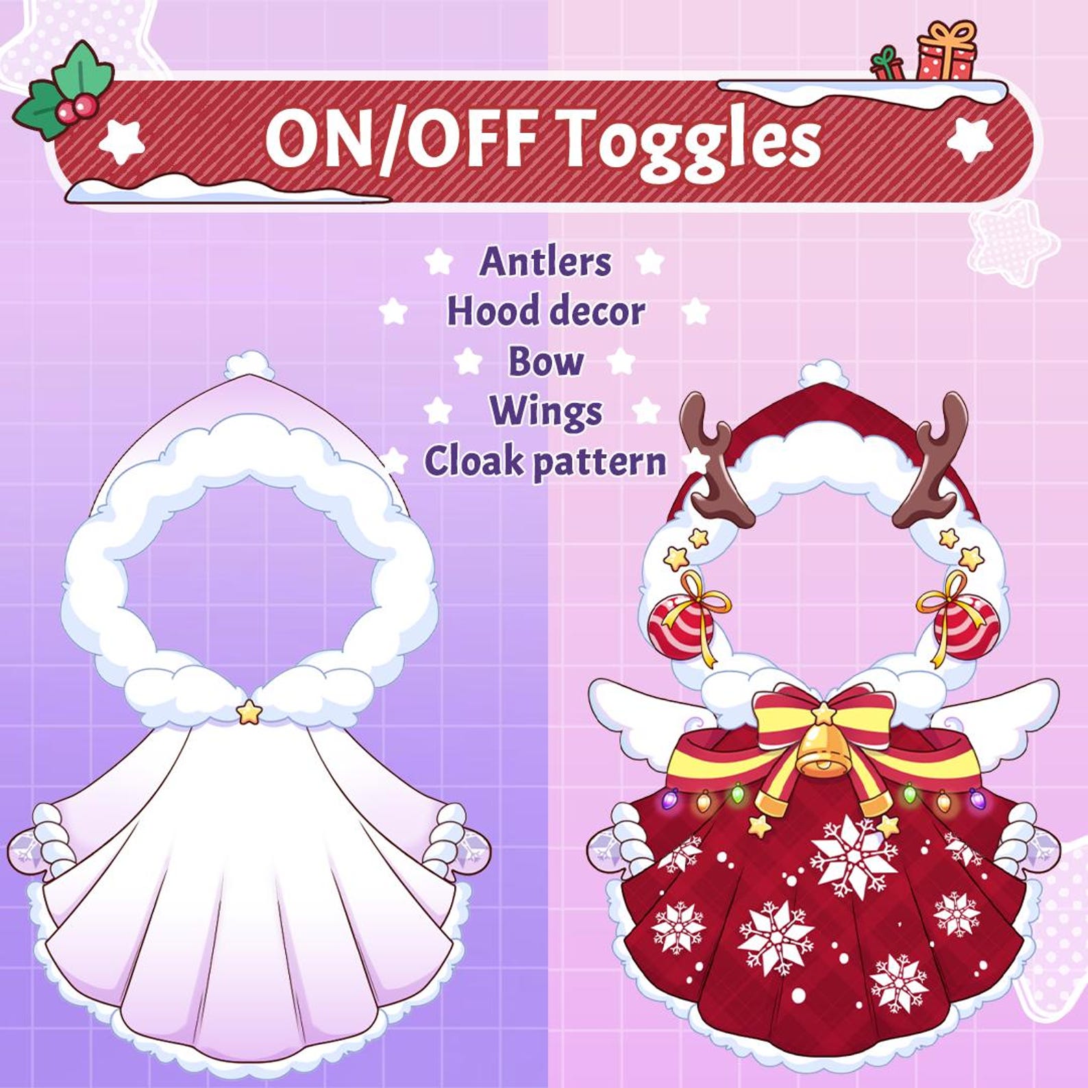 Customizable Live2d Vtuber Asset | Rigged Christmas Cloak | Vtuber ...