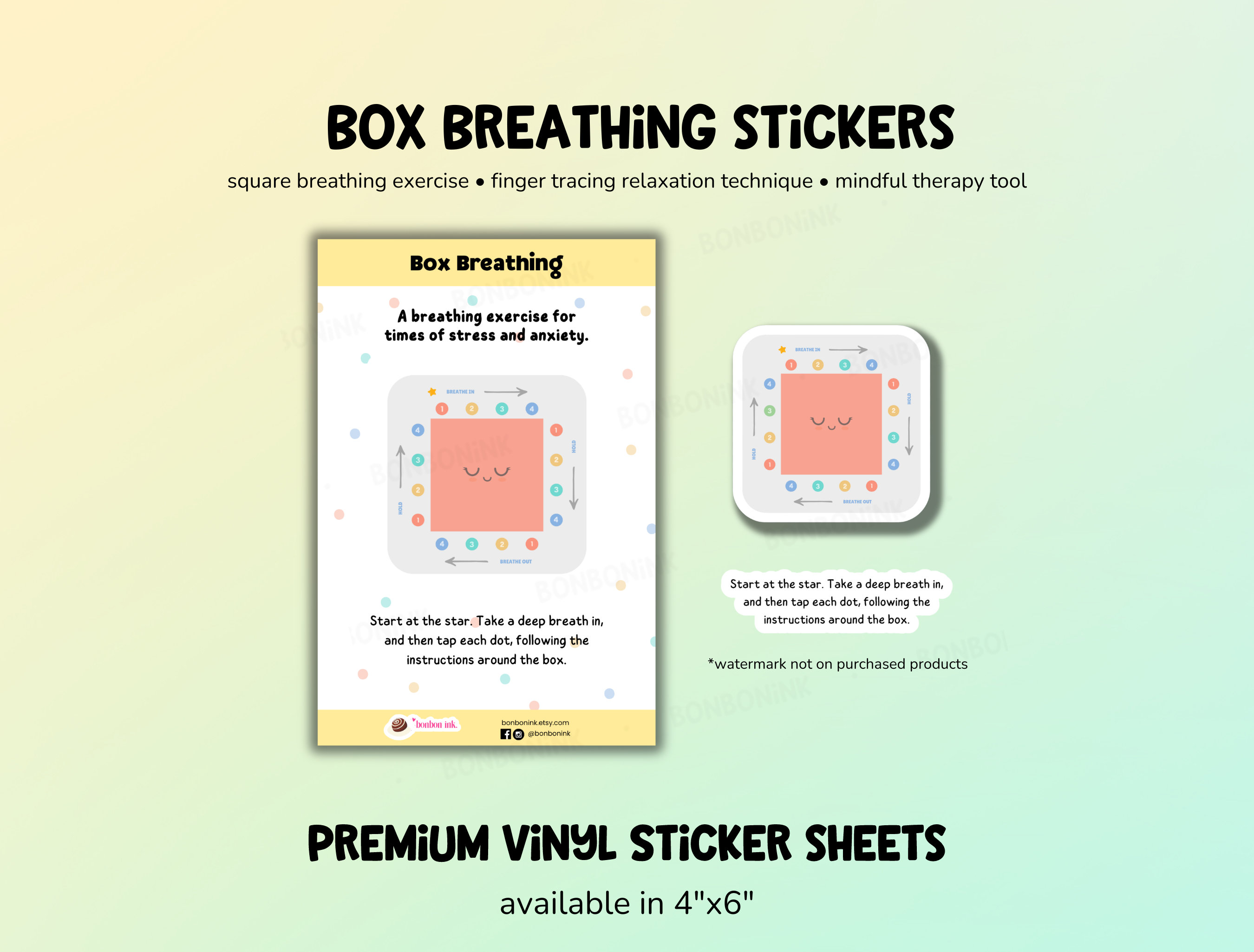 Box Breathing Sticker Sheet • Square Breathing Exercise • Finger ...