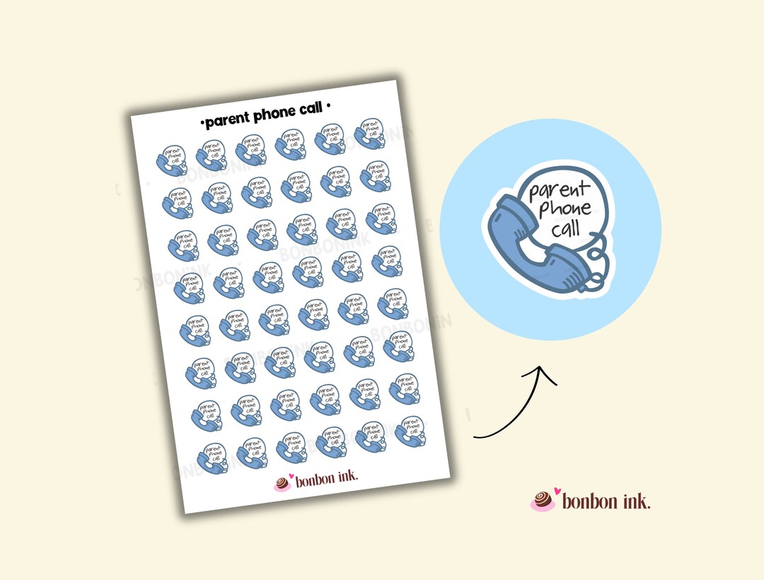Parent Phone Call Sticker Sheet • School Calendar Reminder Stickers (1/ ...