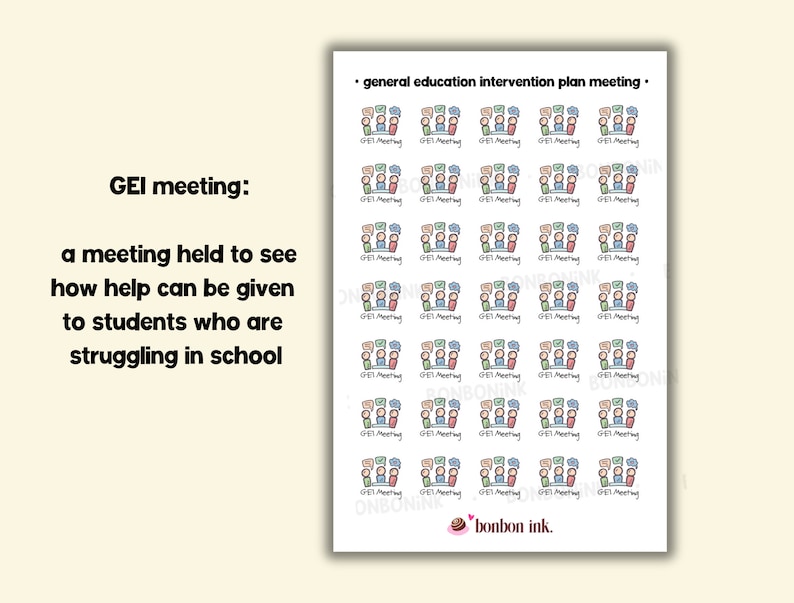 General Education Intervention Plan Meeting Stickers • GEI Meeting ...