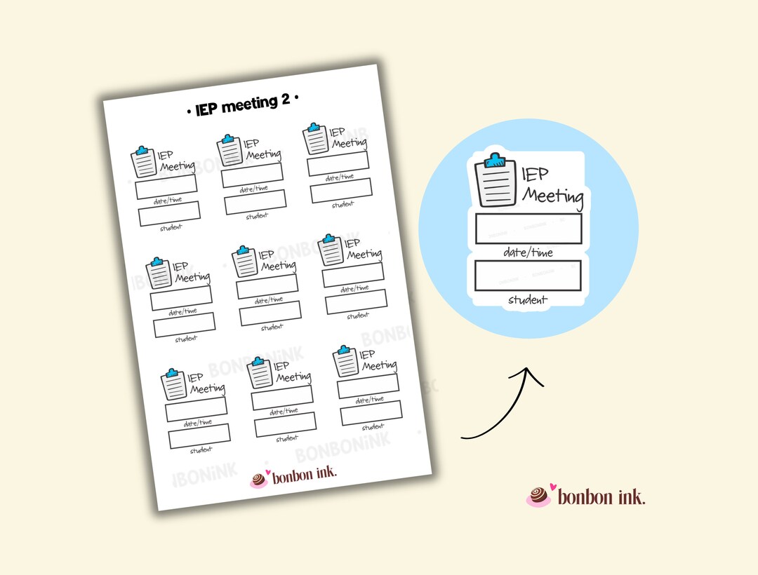 IEP Meeting Stickers • Individualized Education Plan Meeting • Teacher ...