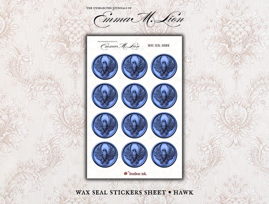 Wax Seal Stickers, Hawk Wax Seal, Emma M Lion Themed Stickers, Faux Wax ...