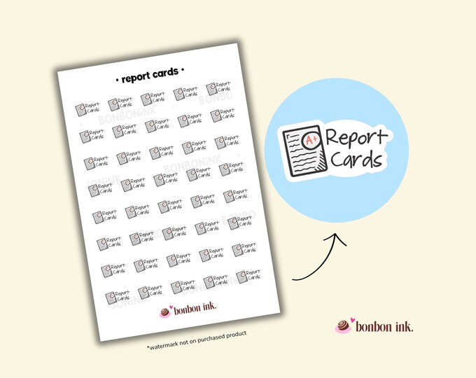 Report Cards Reminder Sticker Sheet • Report Card Teacher Stickers ...