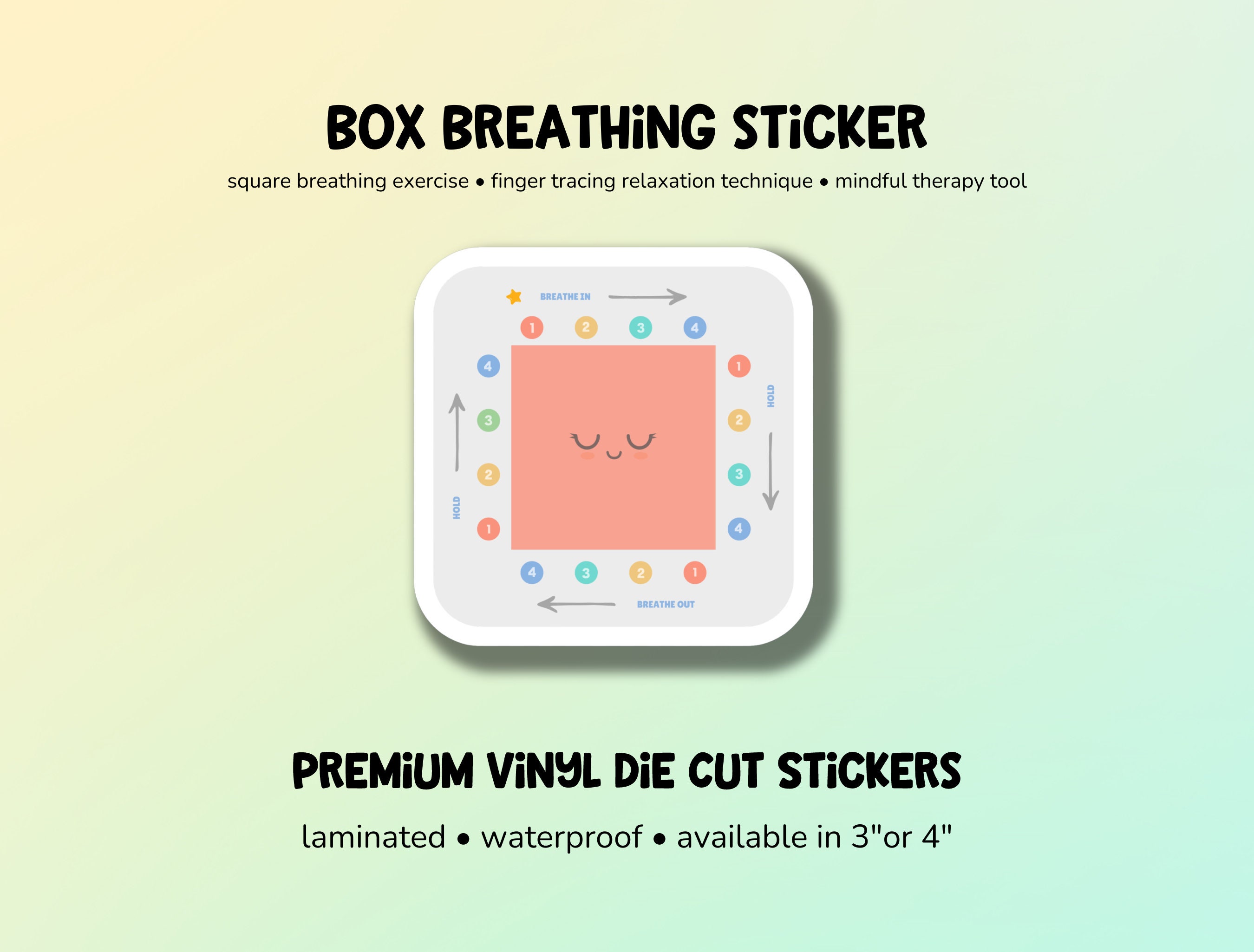 Box Breathing Sticker Square Breathing Exercise Finger Tracing ...