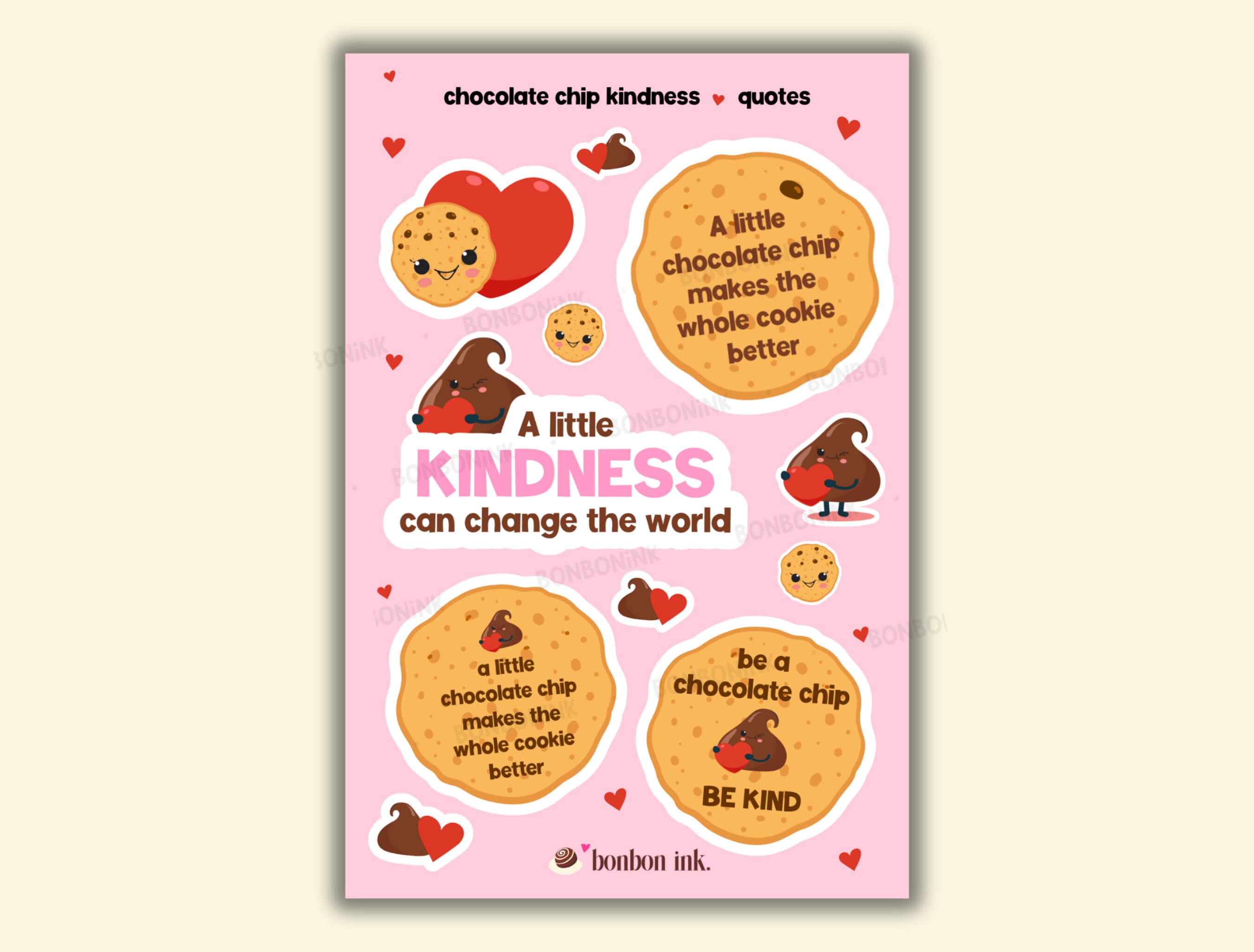 Chocolate Chip Kindness Quotes Sticker Sheet • Kindness Stickers ...
