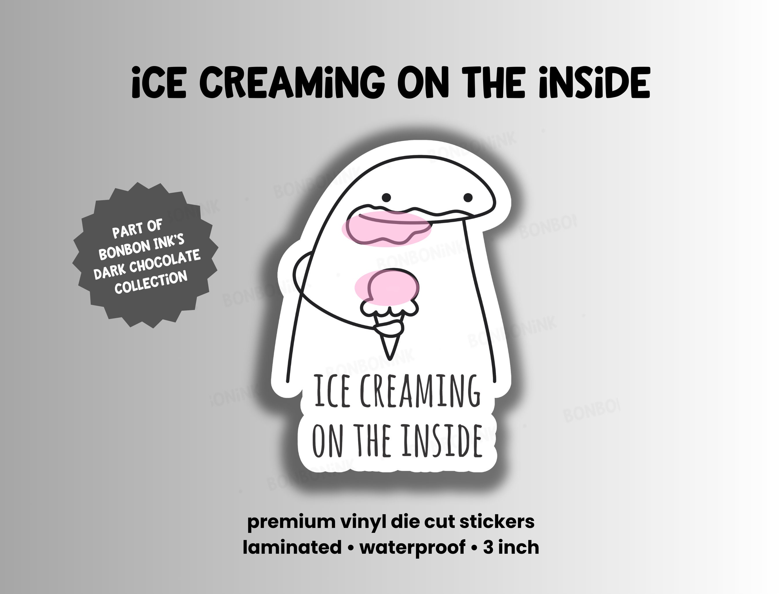 Ice Creaming on the Inside Sticker • Flork Meme Sticker • Bonbon Dark ...