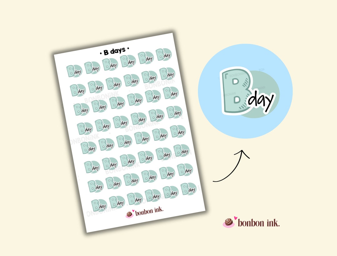 B Days School Sticker Sheet • School Calendar Stickers (1/2" Each ...