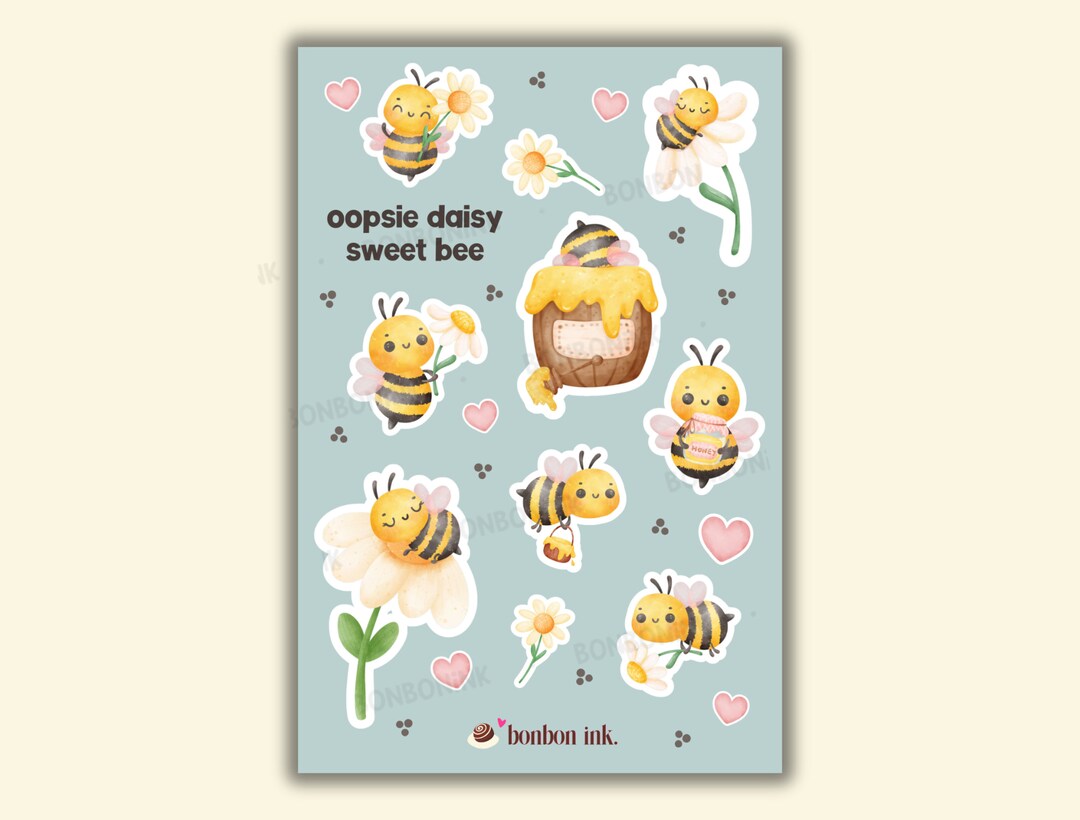 Oopsie Daisy Sweet Bee Stickers • Cute Bee Stickers • Kawaii Bee ...