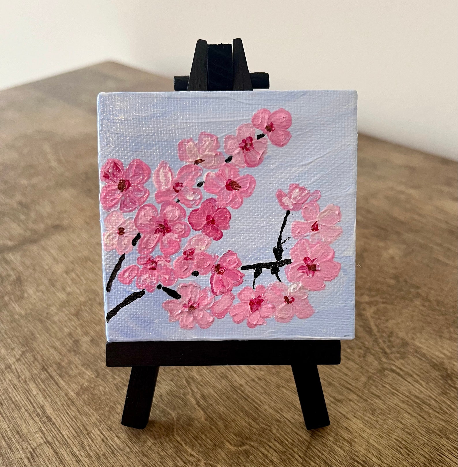Small Acrylic Painting on Canvas Pink Cherry Blossom - Etsy