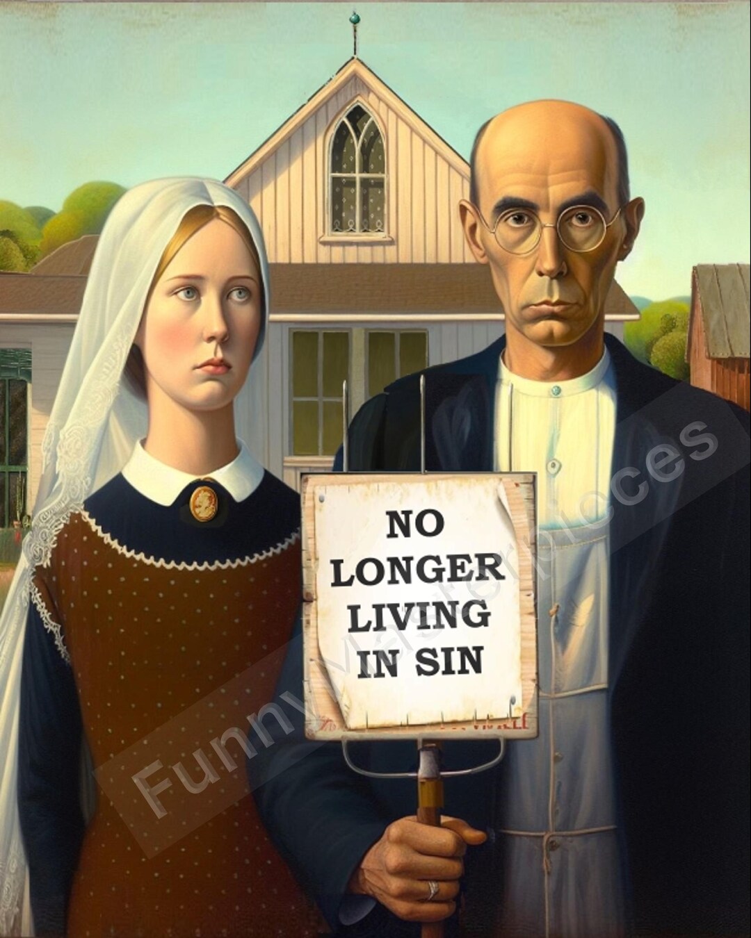 American Gothic Grant Wood Painting Parody Digital Art Print American ...