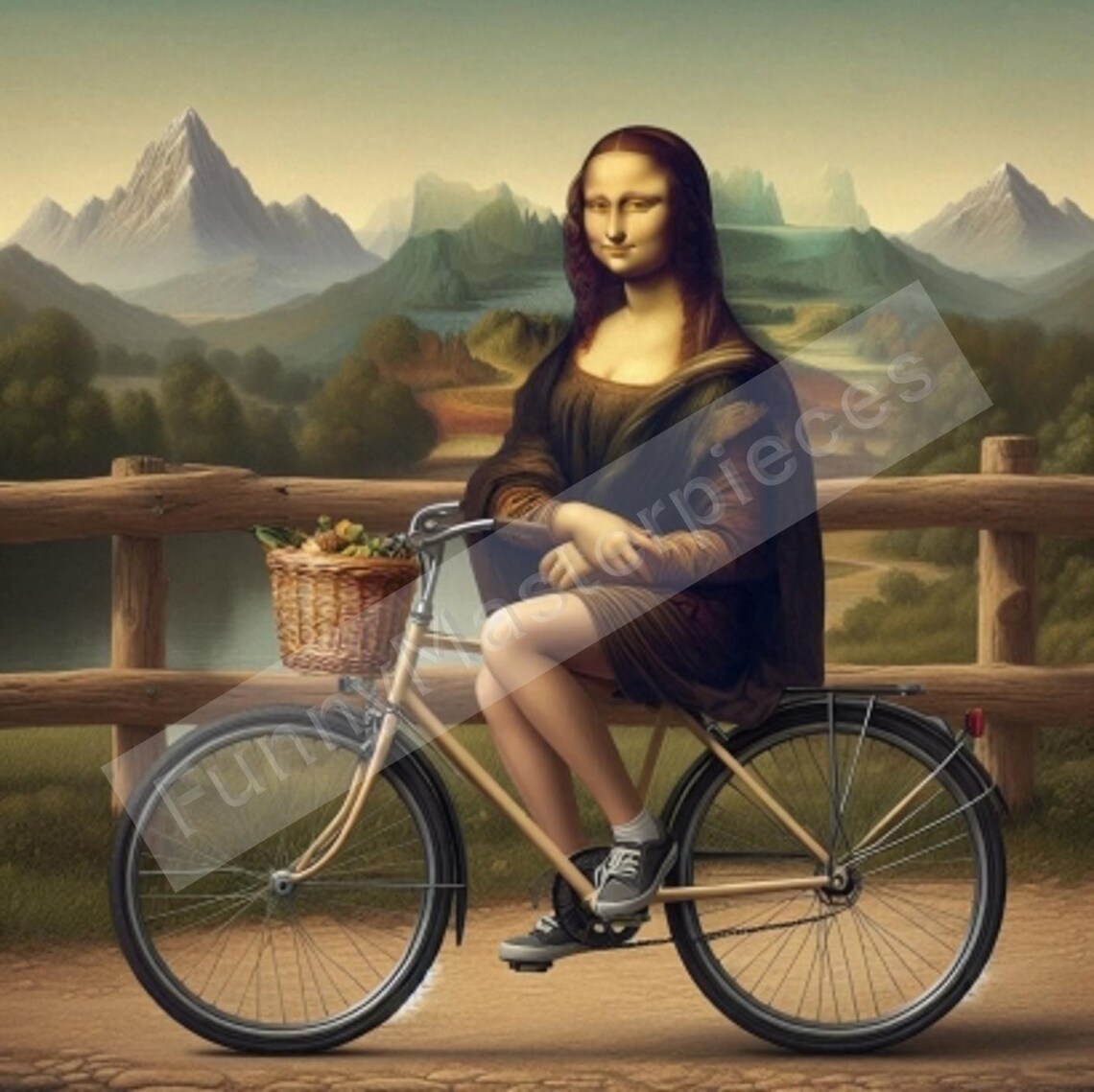 Mona Lisa With Bike Leonardo Da Vinci Digital Art Print Printable Wall ...
