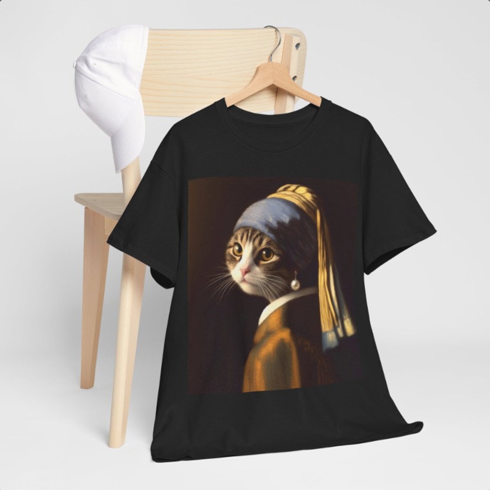 Girl With a Pearl Earring Vermeer Painting Parody Vermeer Print Cat ...