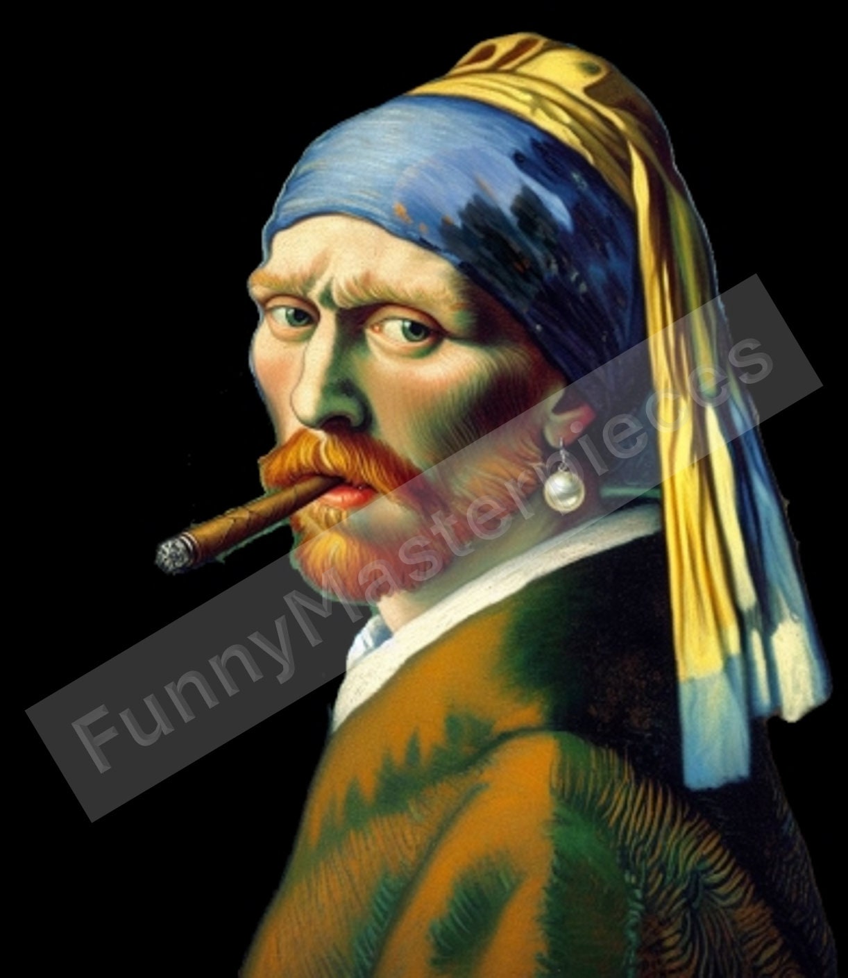 Van Gogh With a Pearl Earring Vermeer Girl Van Gogh Poster Digital Art ...